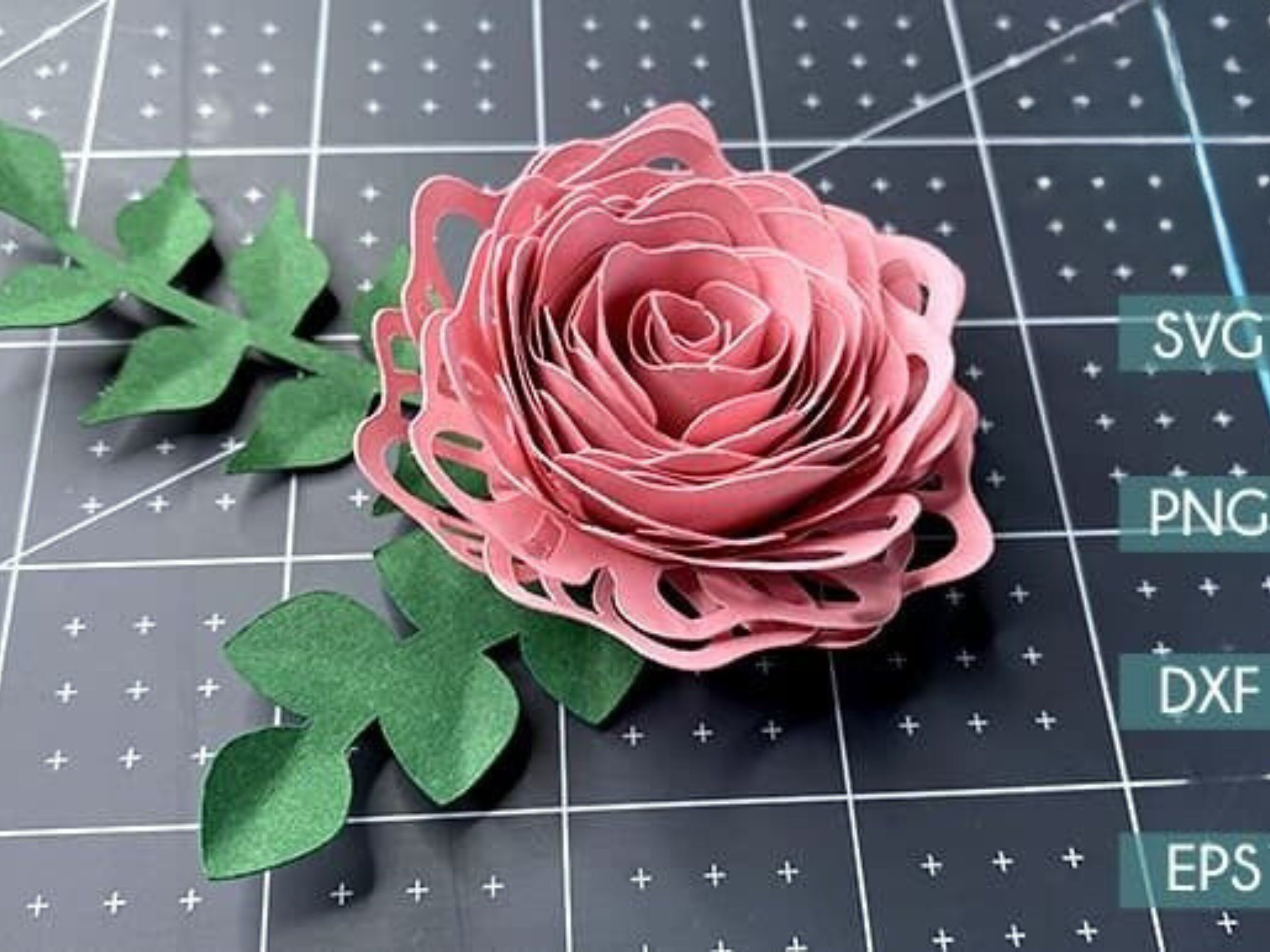 3D Flower SVG, Paper Flower & Leaf SVG Bundle, Rolled Flower Svg ...