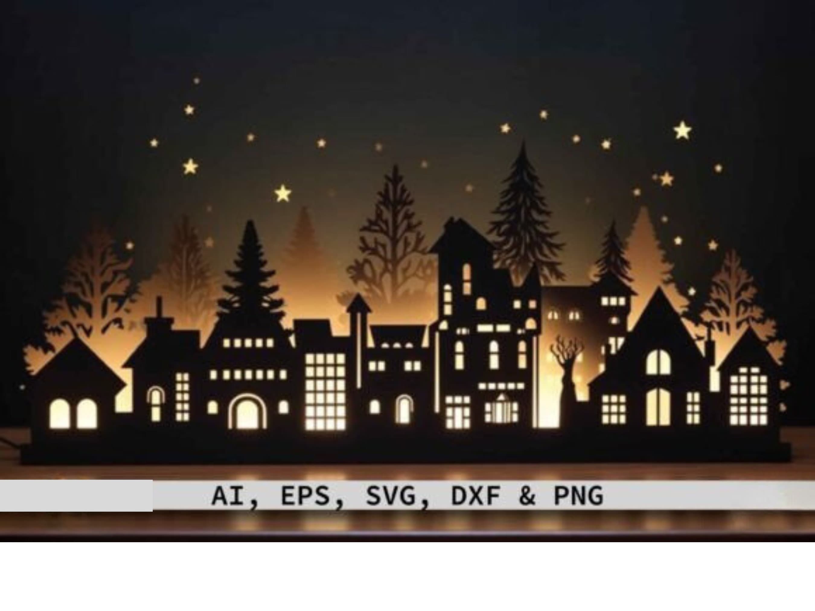 Paper Cut Christmas Village SVG Bundle,3d Christmas Village Svg ...