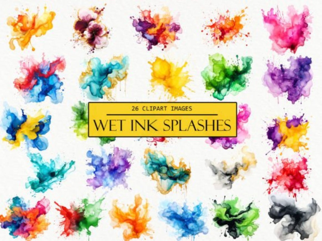 Watercolor Splash Clipart Set: PNG Paint Splatter, Abstract Designs ...