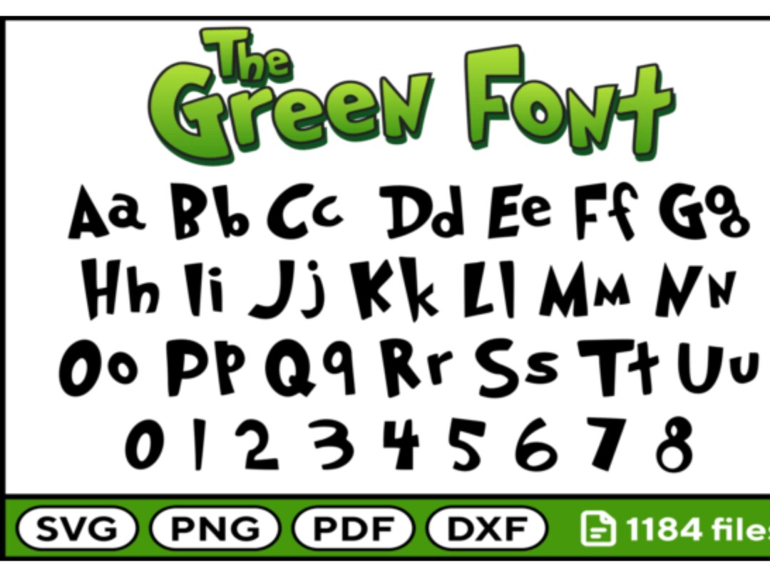 Grinch Font Svg, Svg Font, Alphabet Svg, Green Character Font, OpenType ...