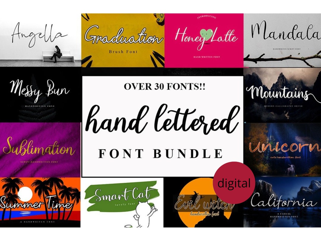 Handlettered Font Bundle Font Bundle, Handwritten Font, Calligraphy Font, Script Font,procreate ...