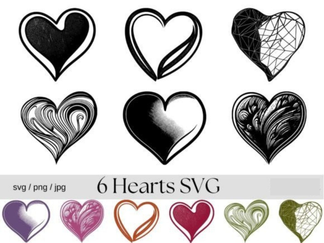 Hearts Svg Bundle, Heart Outline Svg, Heart Cut Files, Heart Clipart ...