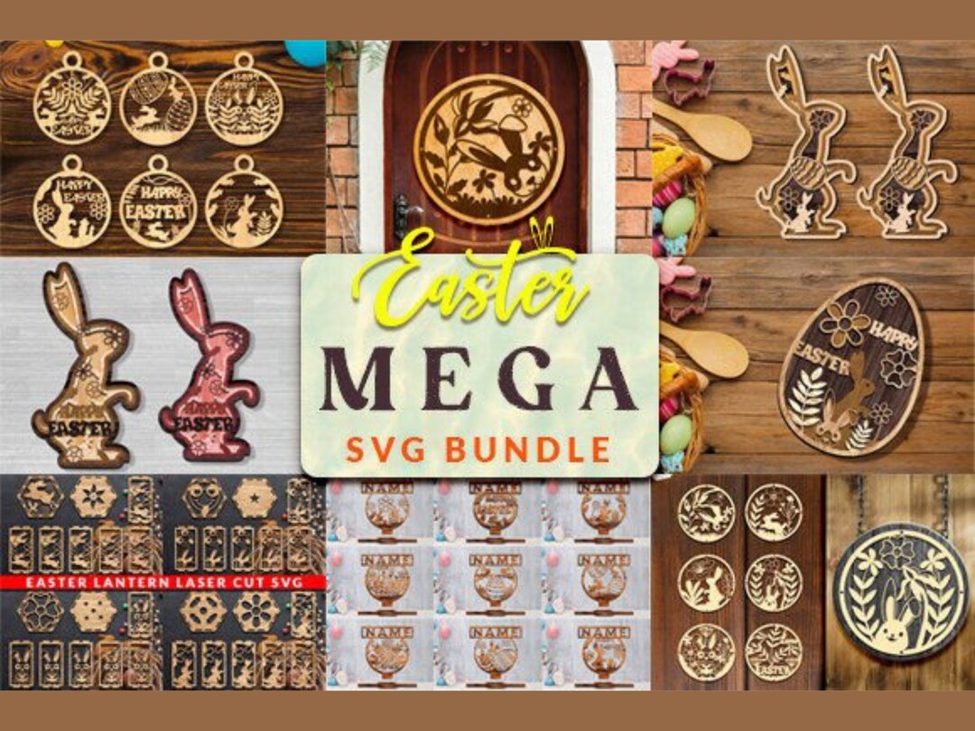 Easter Mega Laser Cut Svg Bundle, Bunny Ornaments Svg,easter Laser Cut Svg Files, Easter Hanger ...