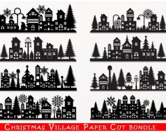 Christmas Houses SVG Bundle Christmas Village SVG Cut Files for Cricut ...