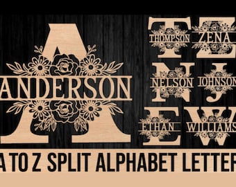 Split Regal Monogram Alphabet Letters Laser Cut Files Digital Download ...