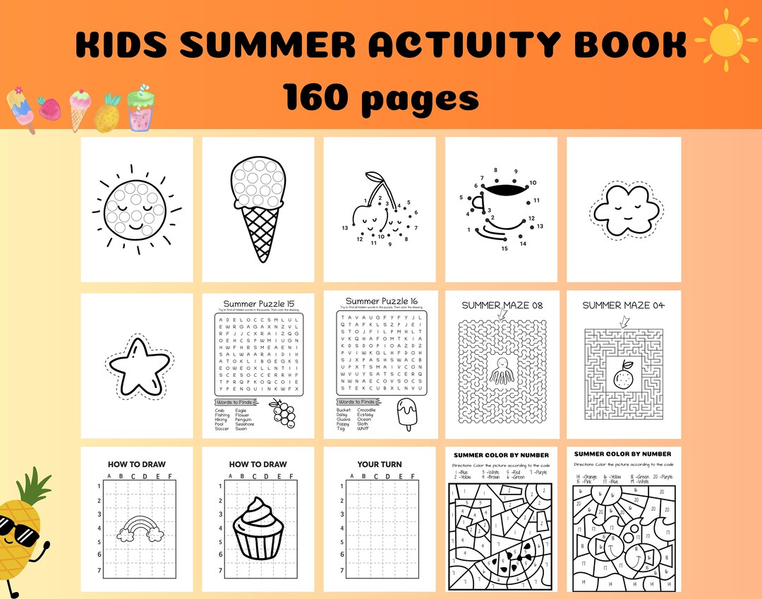 Kids Summer Activity Book Summer Activity Pack Summer - Etsy