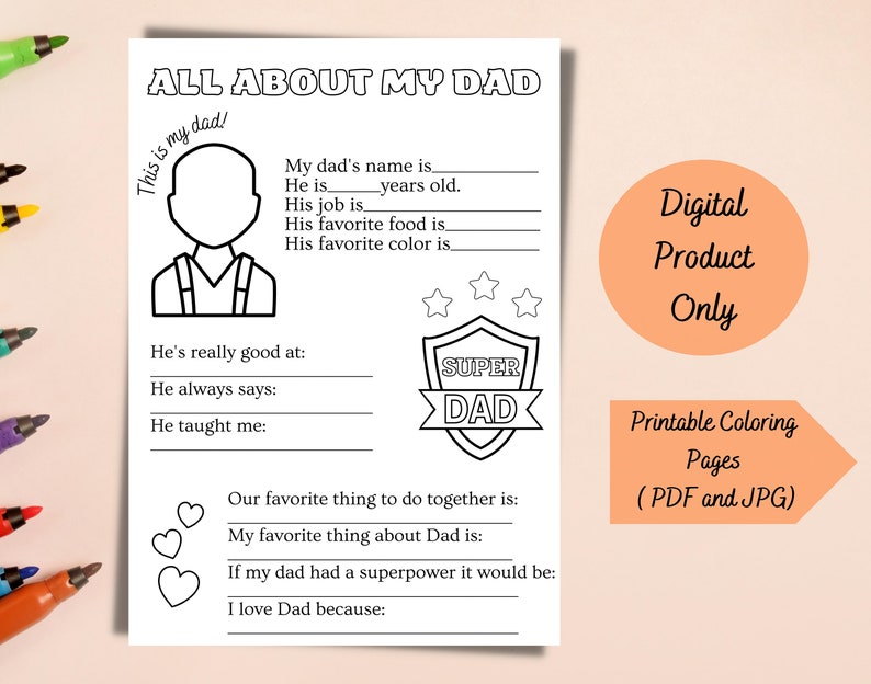 Fathers Day Printable Coloring Page,all About My Dad Printable,father's ...
