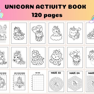Unicorn Activity Pages, Unicorn Activity Book, Unicorn Coloring Sheets ...
