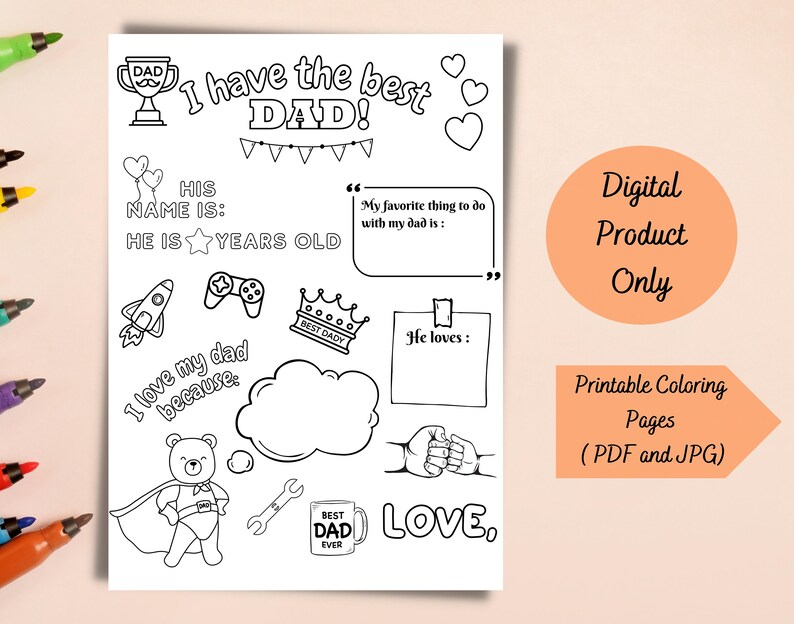 Father's Day Printable,daddy Craft Activity,all About Dad Gift Dad ...