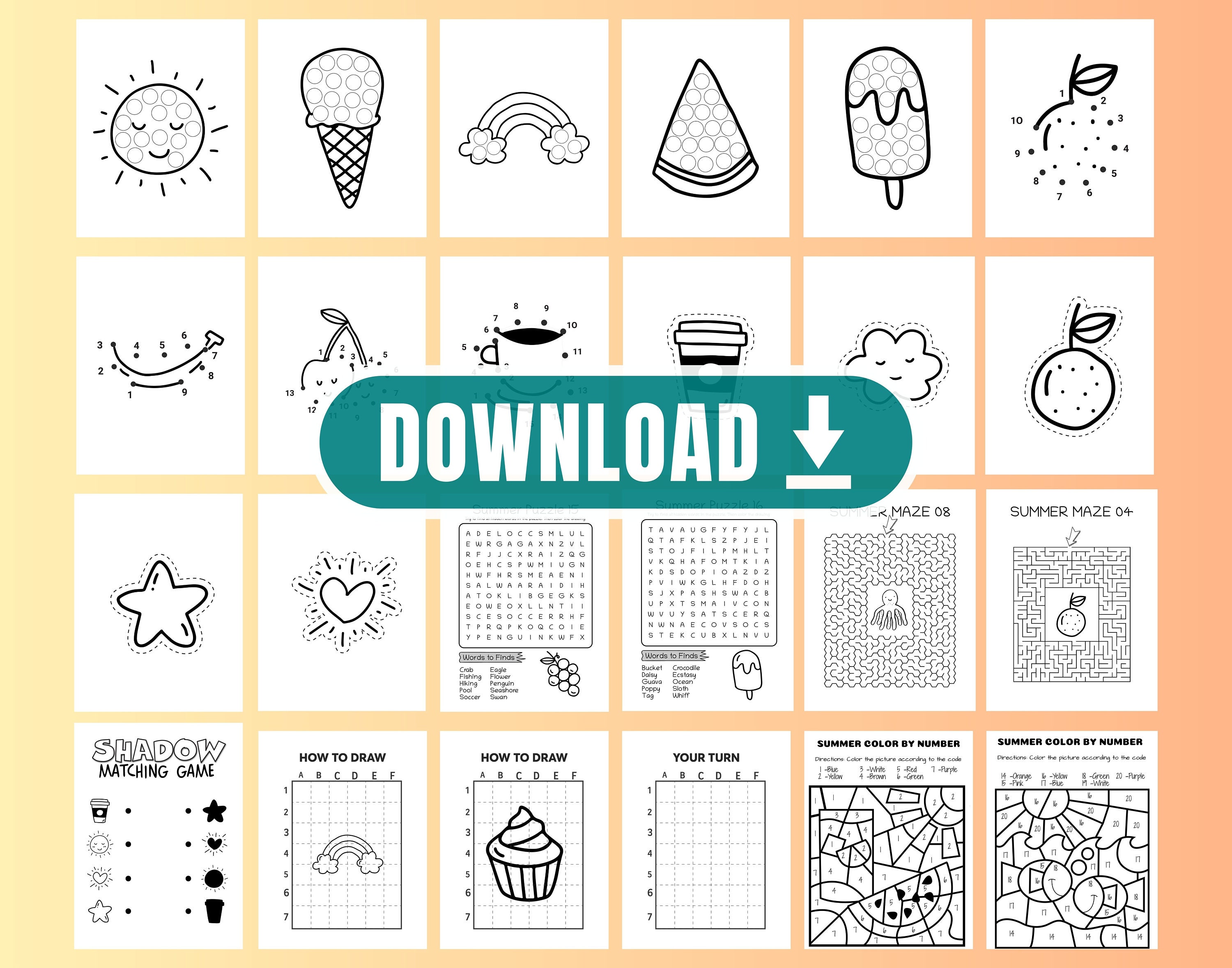 Kids Summer Activity Book Summer Activity Pack Summer - Etsy