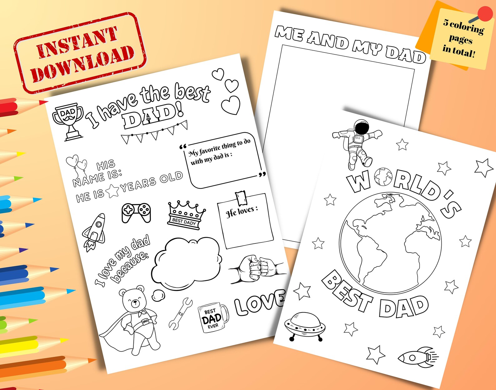 Father's Day Printable,daddy Craft Activity,all About Dad Gift Dad ...