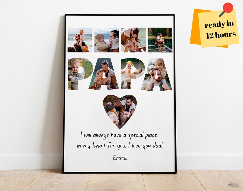 Personalized Papa Photo Collage, Father's Day Gift, Papa Collage Gift ...