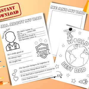 Fathers Day Printable Coloring Page,all About My Dad Printable,father's ...