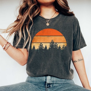 Forest Themed Camping Shirt - Adventure is Calling Sunset Wildlife Tee ...
