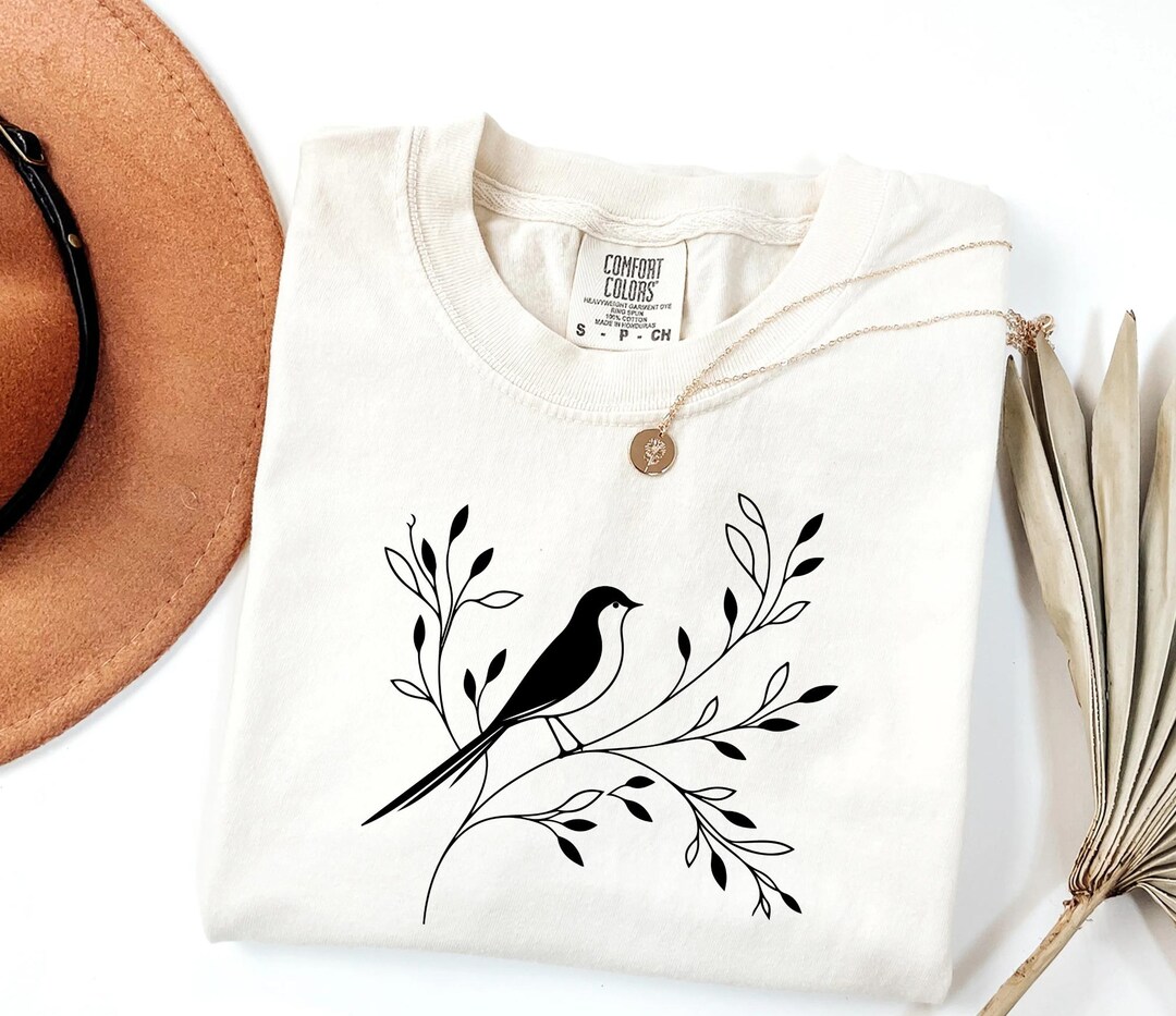 Floral Bird Shirt Vintage Botanical Garden Nature Graphic Tee Niche ...