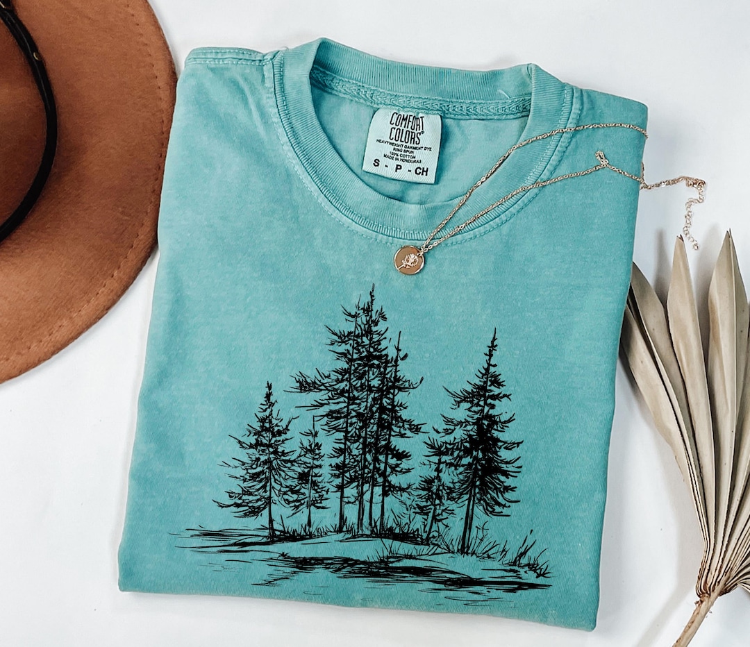 Comfort Colors Pine Tree Shirt: Nature Landscape Tee, Outdoorsy Gift - Etsy
