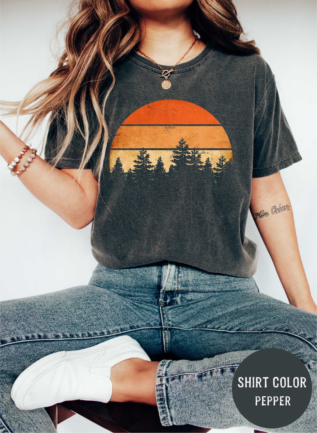 Forest Themed Camping Shirt - Adventure is Calling Sunset Wildlife Tee ...