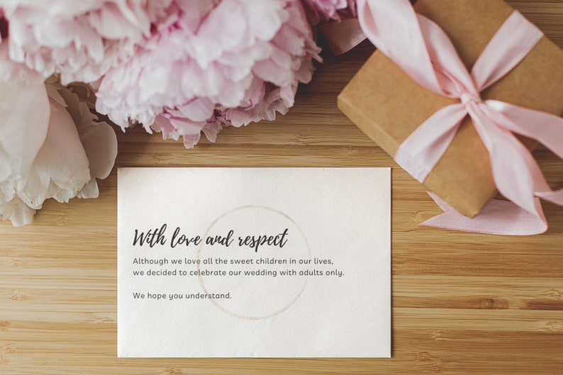 Printable 2-sided No Kids Wedding, No Children Allowed at Wedding ...