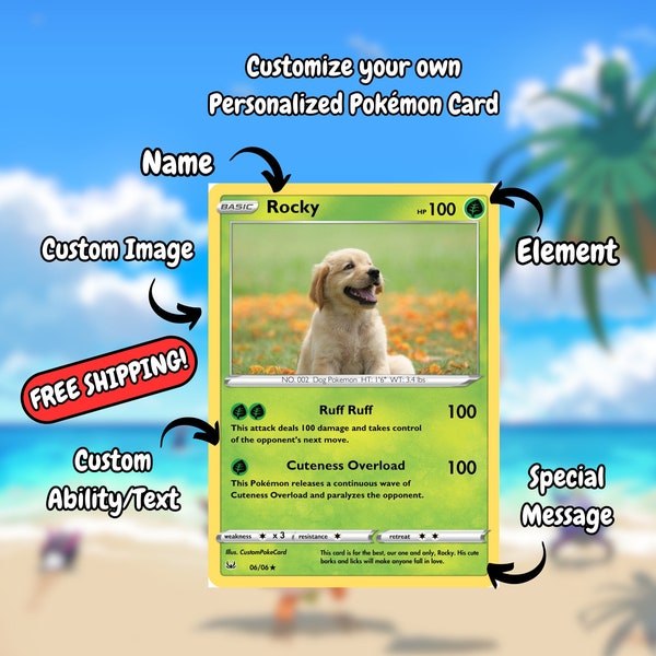 Custom Pokemone Card - Etsy