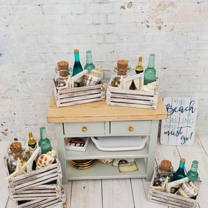 Miniature Dollhouse Beach Crate and Beach Sign, 1:12 Scale Miniature - Etsy