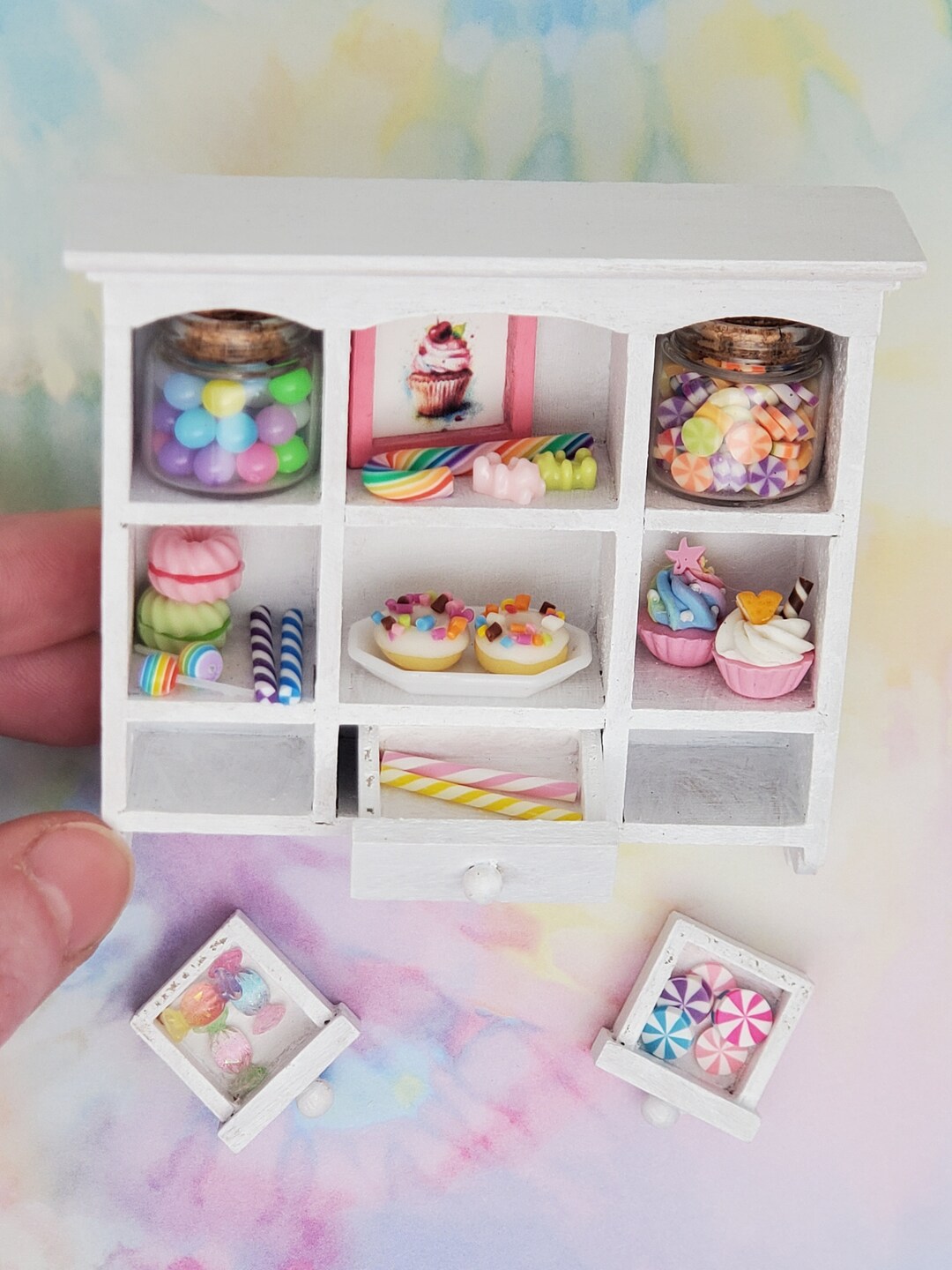 Miniature Candy Shelf, 1:12 Scale Miniature Furniture, Dollhouse Candy ...