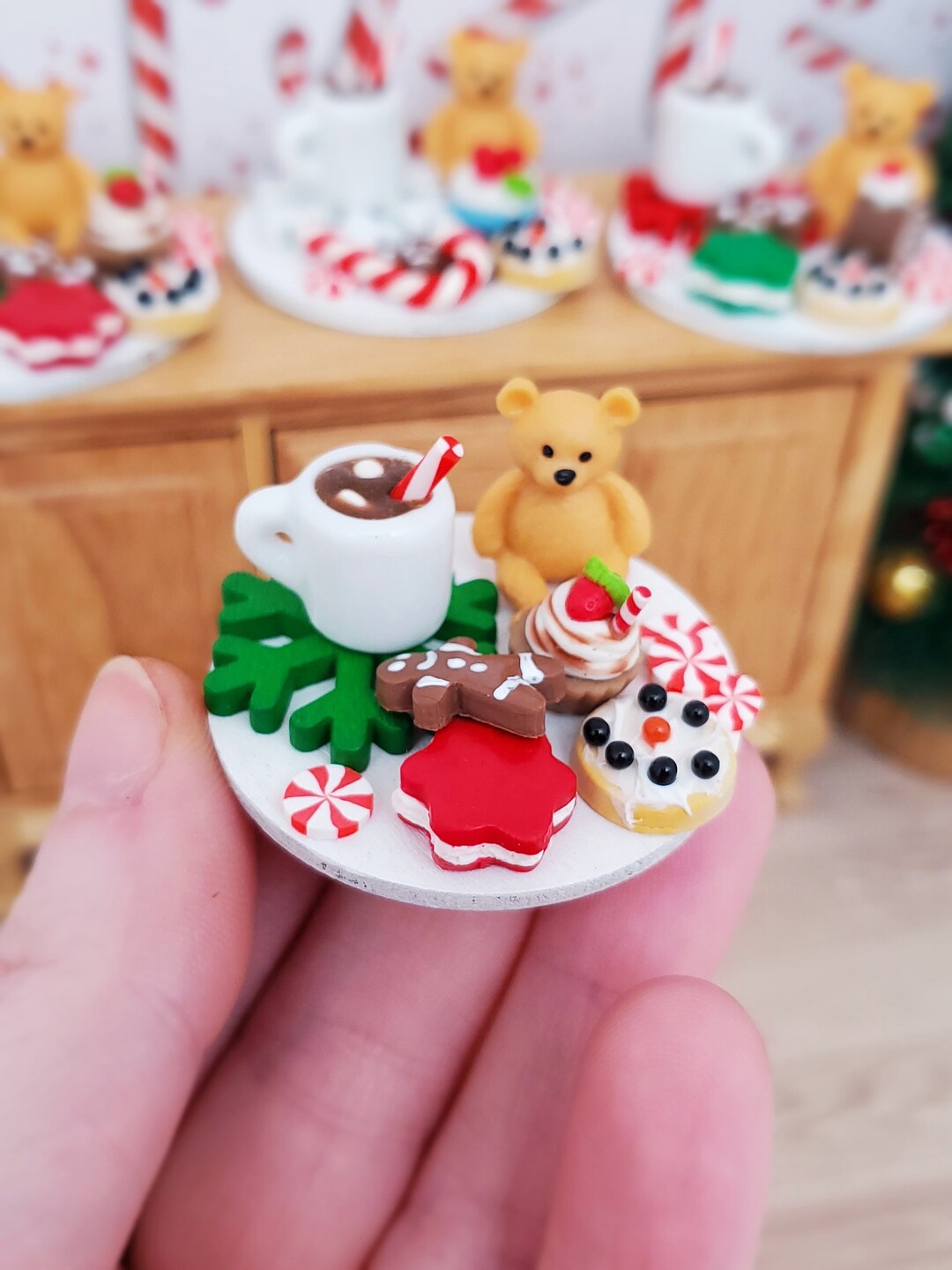 Miniature Hot Cocoa and Cookies, Miniature Christmas Cookies, Dollhouse ...