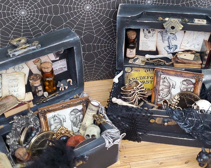 Miniature Halloween Chest, Haunted Dollhouse Miniature, 1:12 Scale ...