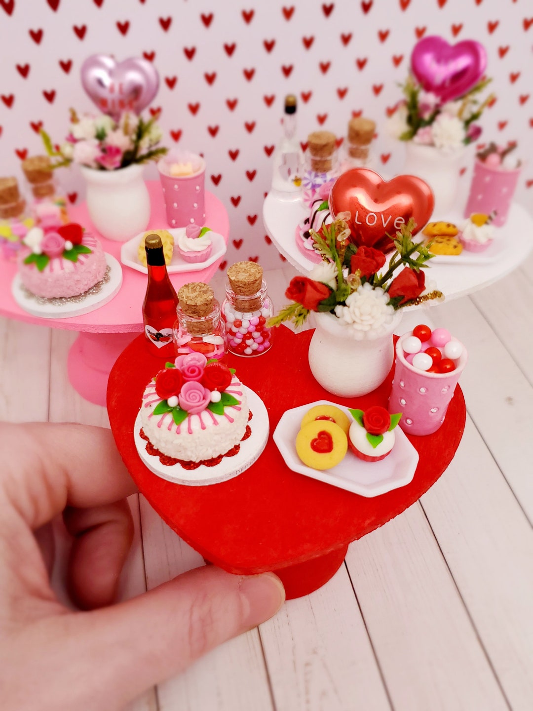 Miniature Valentine's Day Table, Miniature Dollhouse Furniture ...