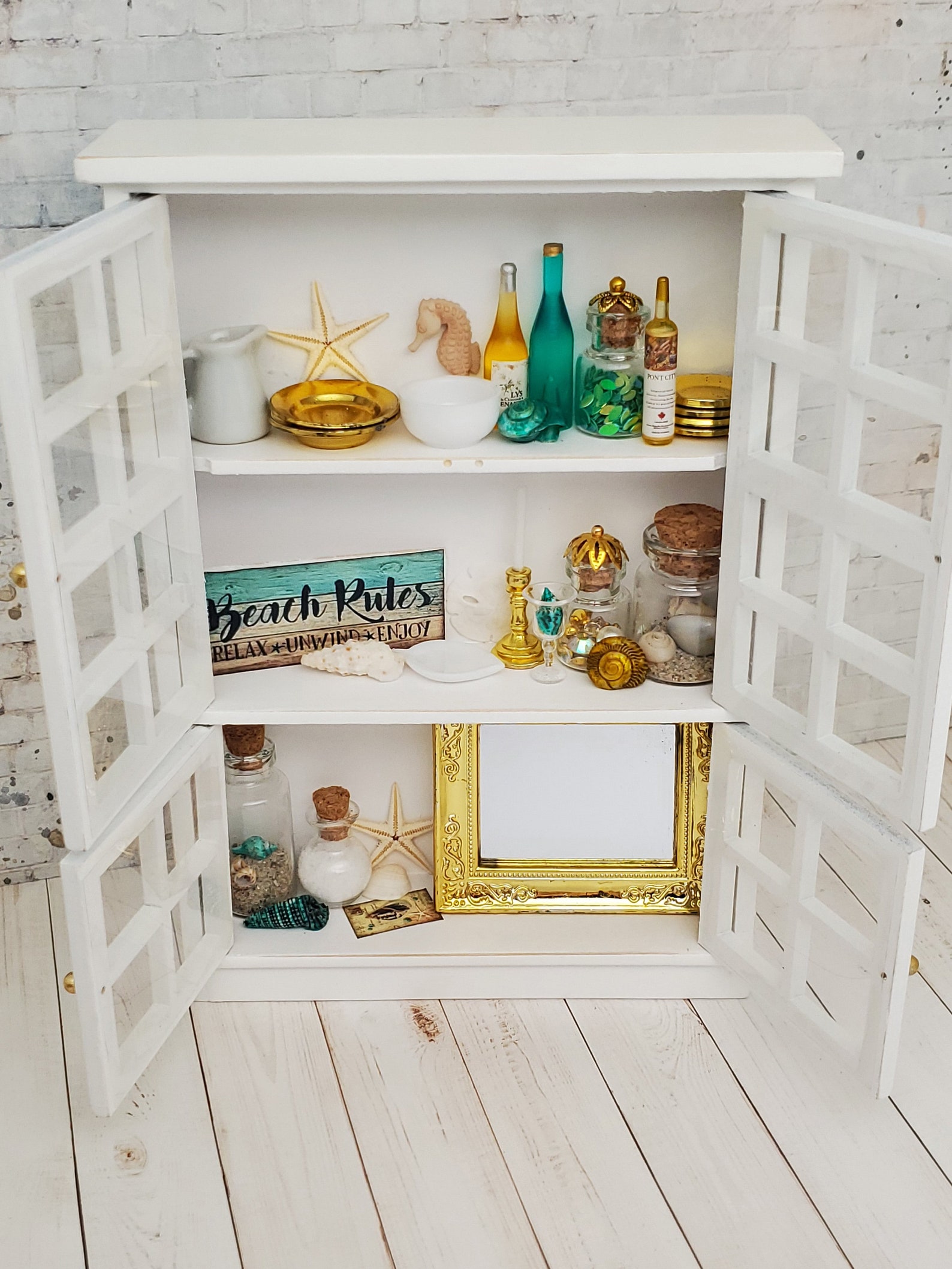 Miniature Beach Cabinet 1:12 Scale Miniature, Nautical Dollhouse ...