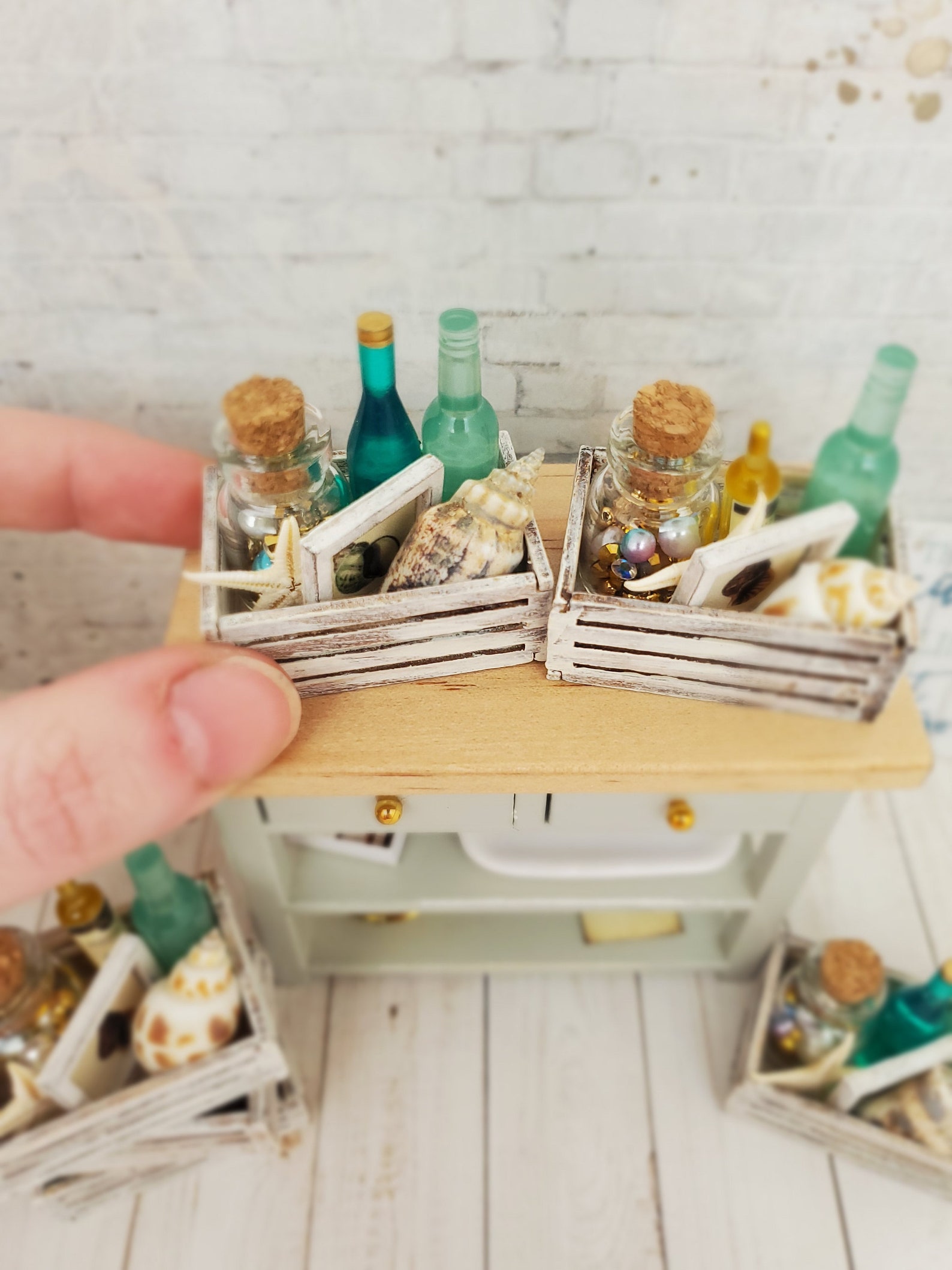 Miniature Dollhouse Beach Crate and Accessories, 1:12 Scale Beach ...