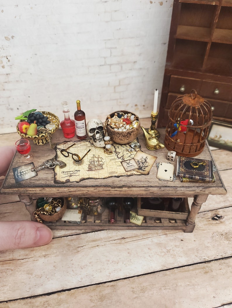 Pirate Miniature Dollhouse Pirate Table 1:12 Scale Artisan - Etsy