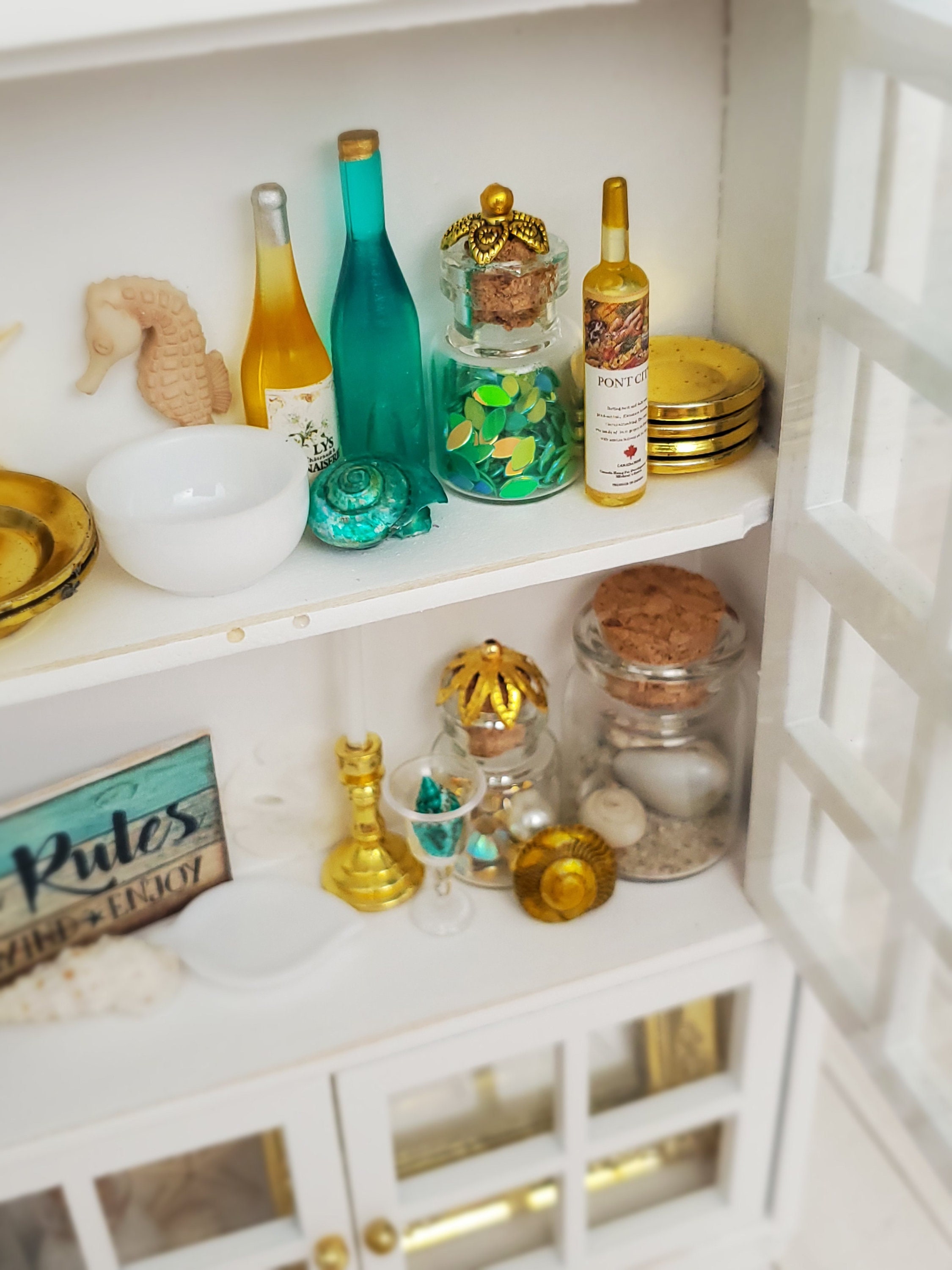 Miniature Beach Cabinet 1:12 Scale Miniature, Nautical Dollhouse ...