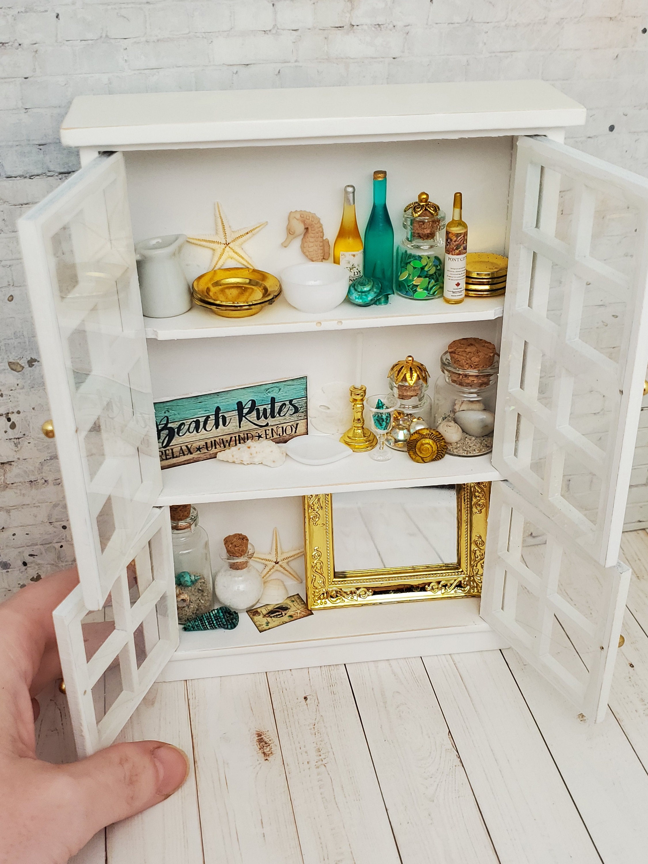 Miniature Beach Cabinet 1:12 Scale Miniature, Nautical Dollhouse ...