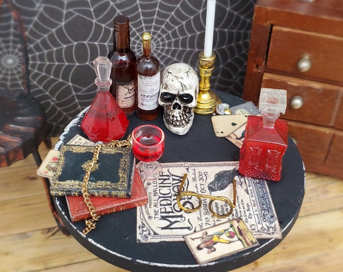 Miniature Haunted Table, Haunted Dollhouse Table, 1:12 Scale Halloween ...