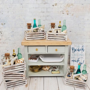 Miniature Dollhouse Beach Crate and Beach Sign, 1:12 Scale Miniature - Etsy
