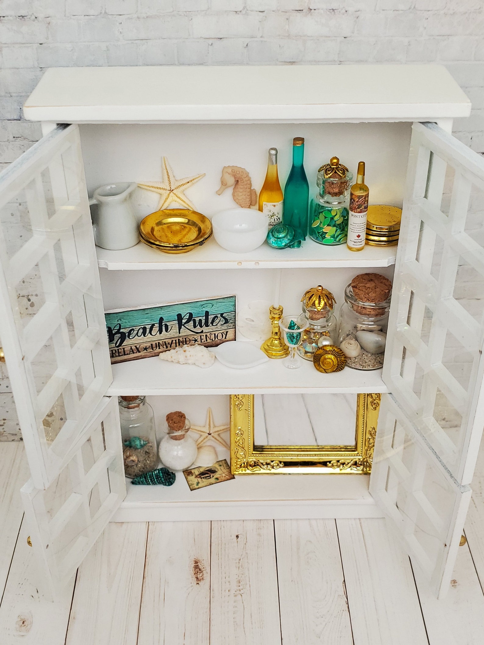 Miniature Beach Cabinet 1:12 Scale Miniature, Nautical Dollhouse ...