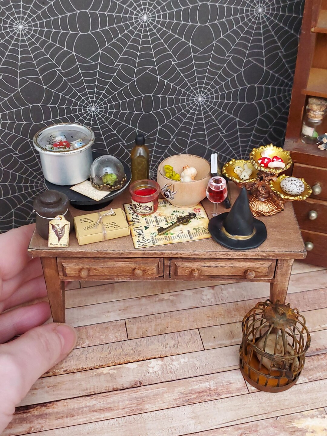 Miniature Witch Table, Haunted Dollhouse Table, 1:12 Scale Halloween ...