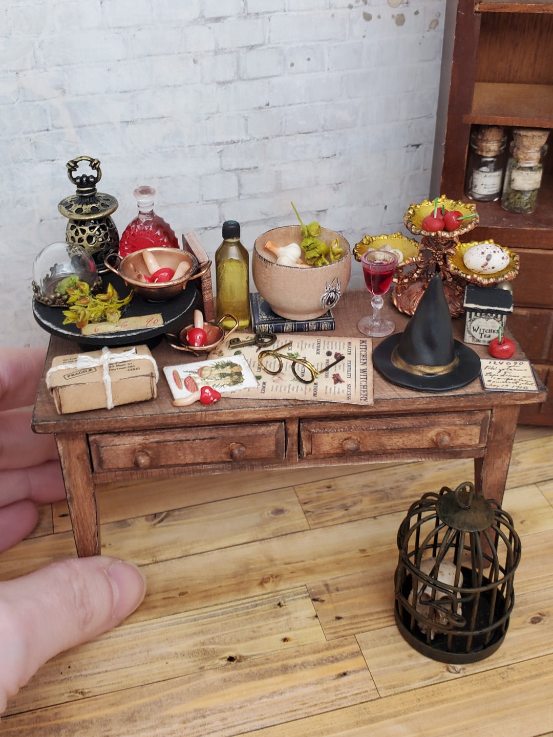 Miniature Witch Table, Haunted Dollhouse Table, 1:12 Scale Halloween Furniture, Gothic ...