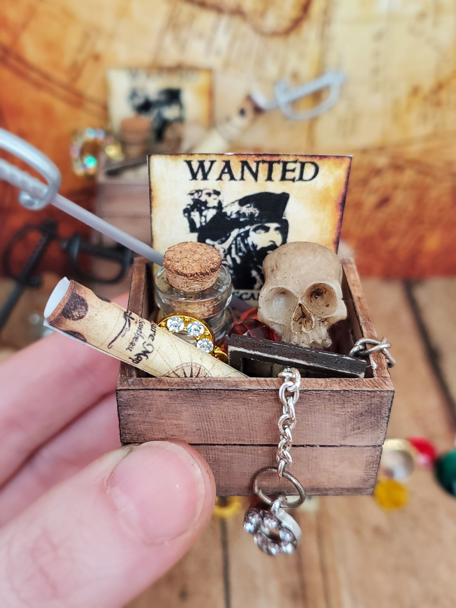 Pirate Miniature, Dollhouse Pirate Crate, Miniature Accessory, 1:12 ...
