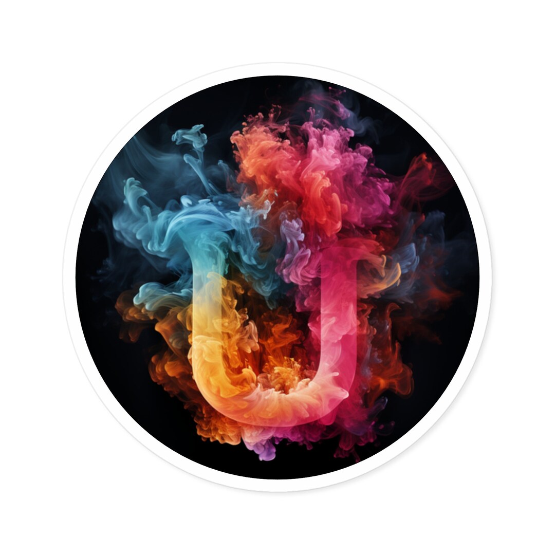 Letter U Sticker, Letter Sticker, Laptop Sticker, Water Bottle Sticker ...
