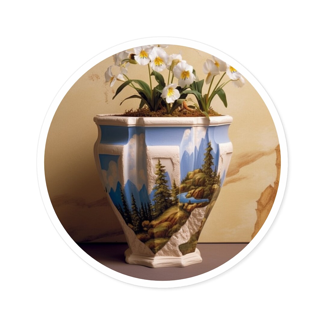 Scenic Planter Sticker, Planter Sticker, Laptop Sticker, Water Bottle ...