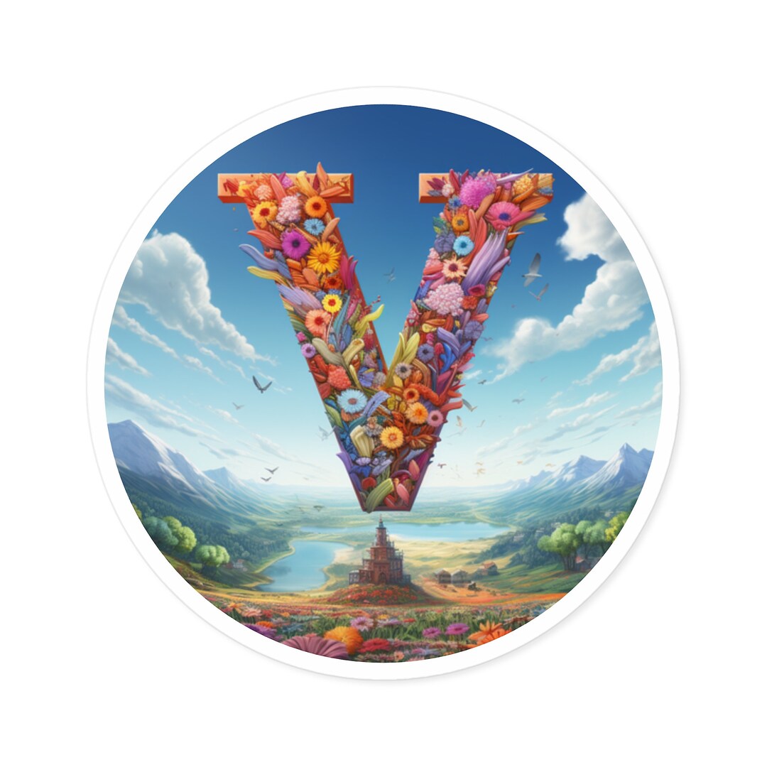 Letter V Sticker, Letter Sticker, Laptop Sticker, Water Bottle Sticker ...