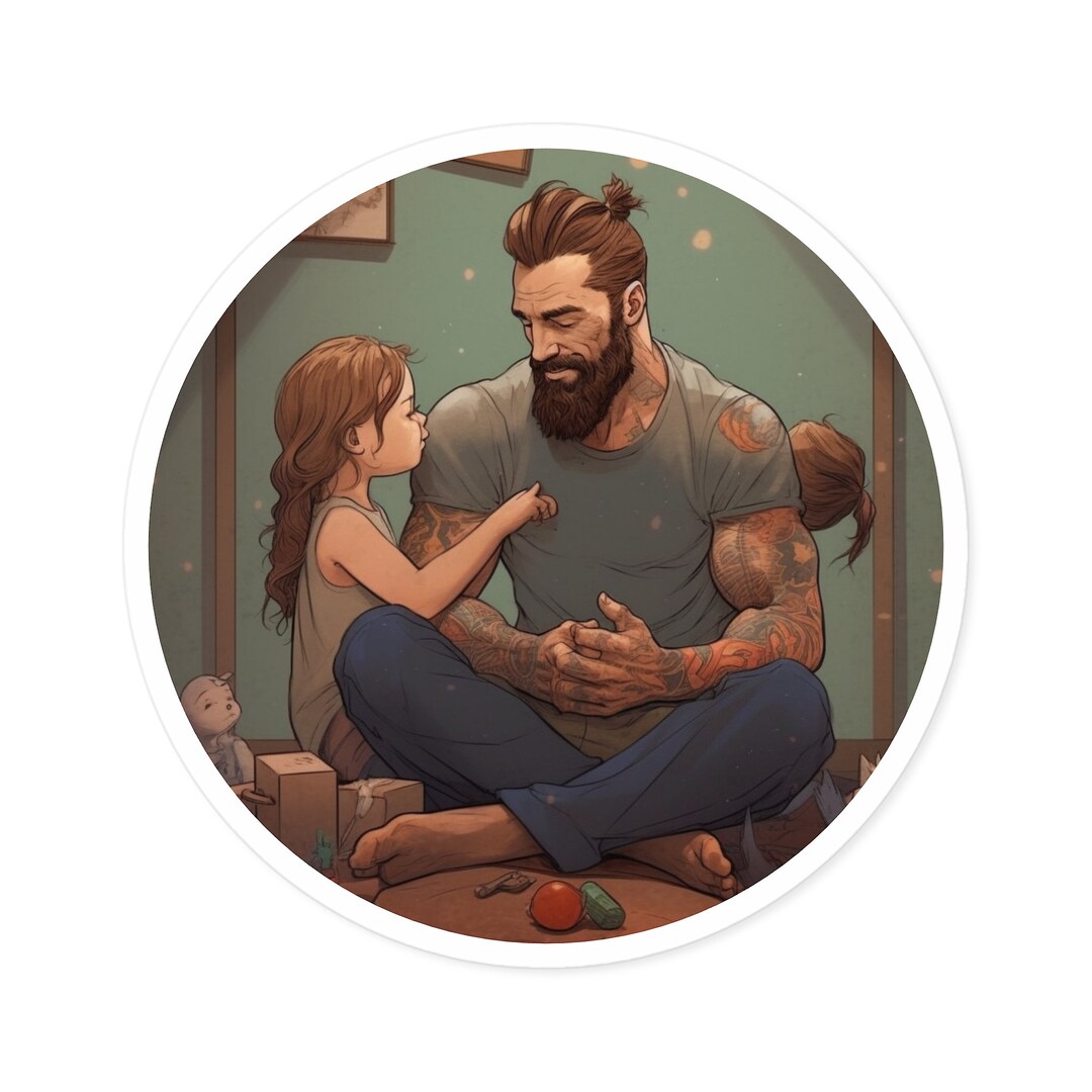 Father With Daughter Sticker, Father's Day Sticker, Laptop Sticker ...