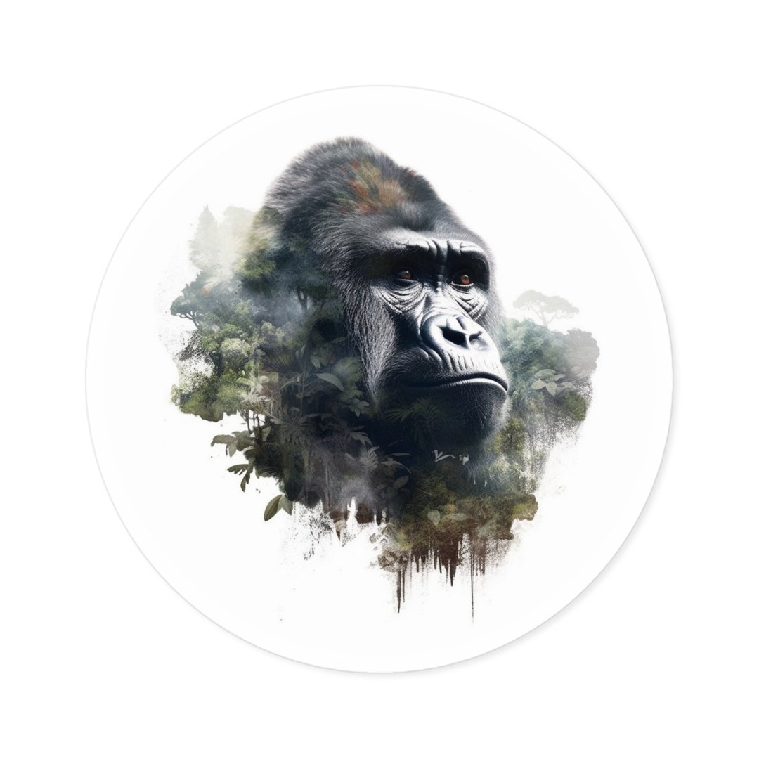 Gorilla Forest Sticker, Gorilla Sticker, Laptop Sticker, Water Bottle ...
