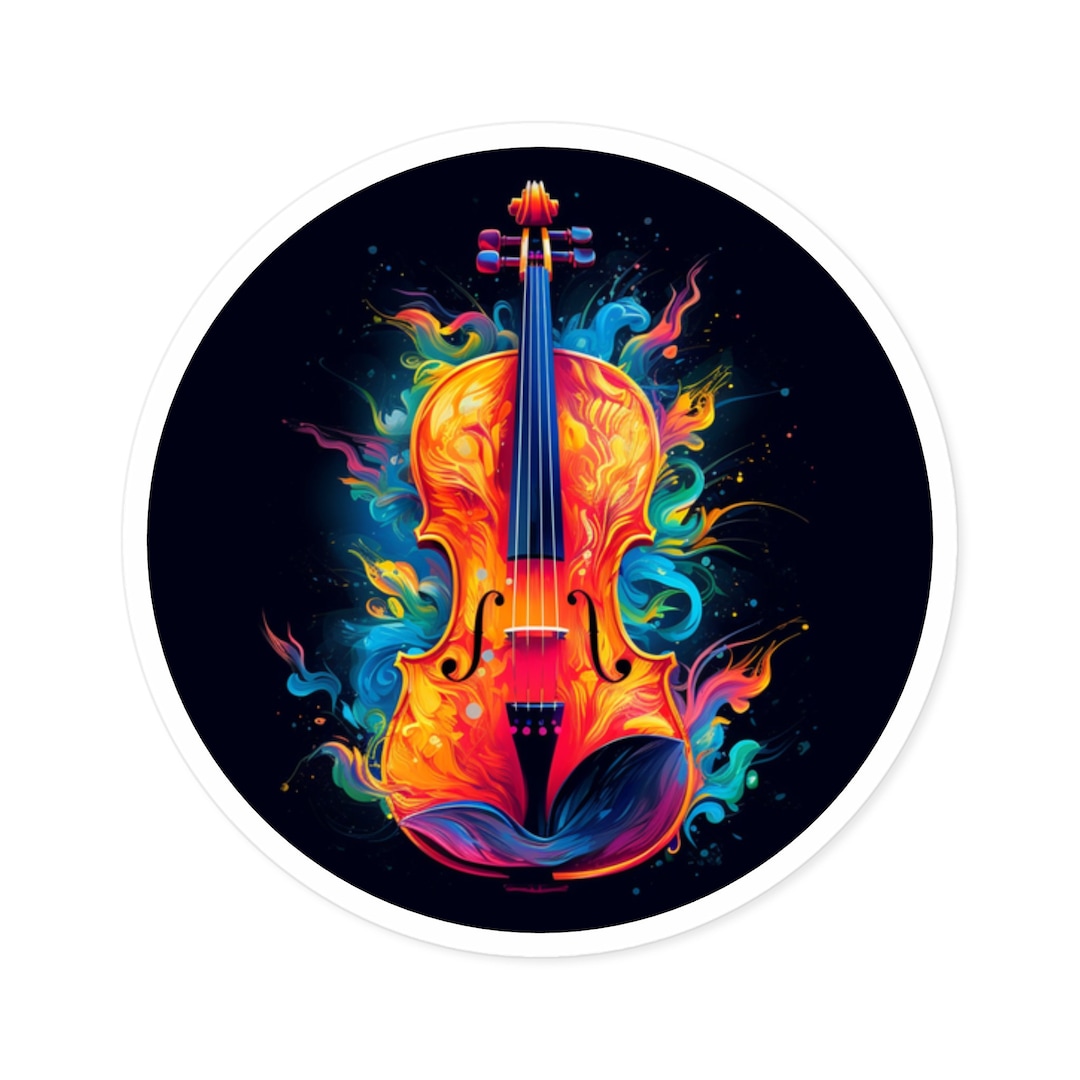 Colorful Violin Sticker, Violin Sticker, Laptop Sticker, Water Bottle ...