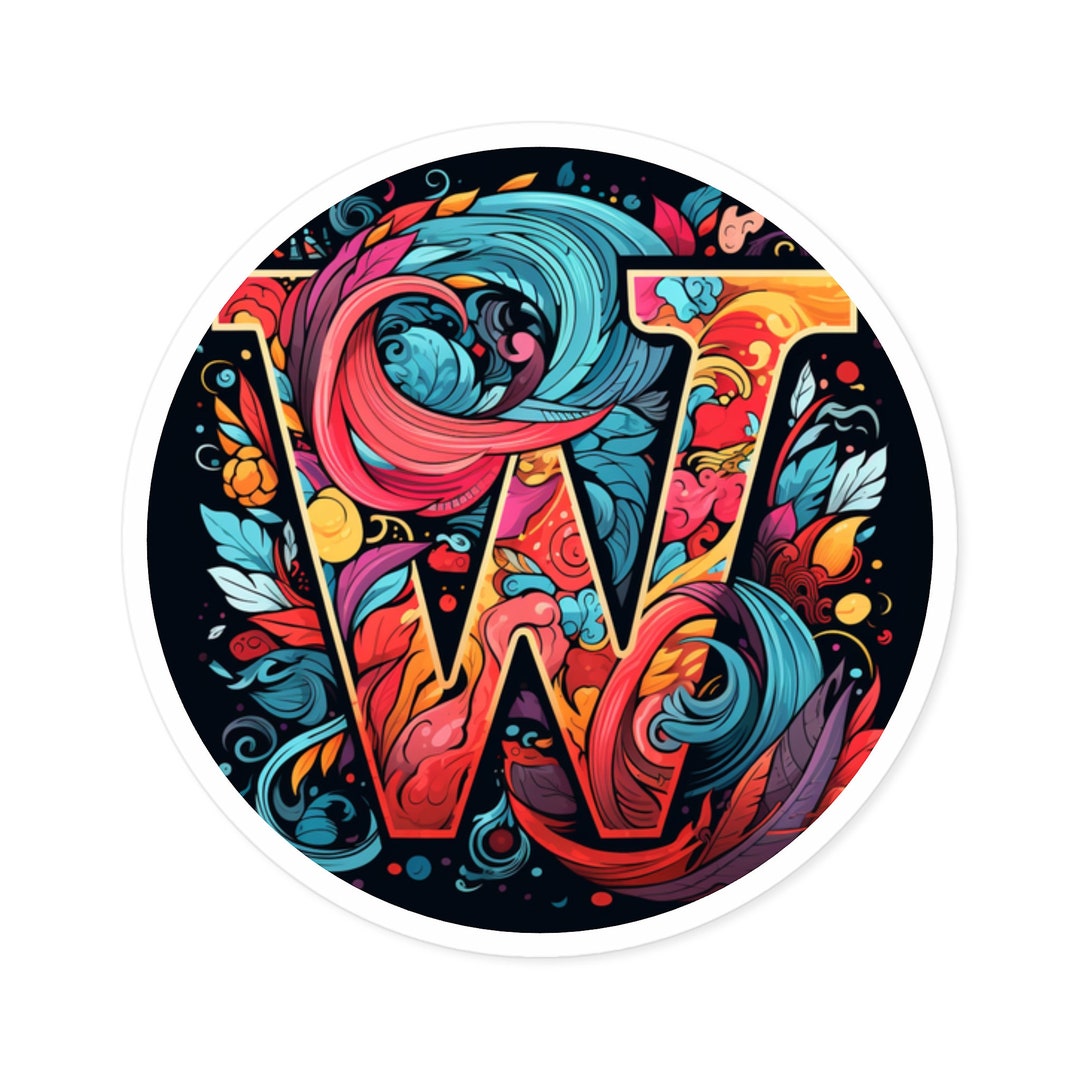 Letter W Sticker, Letter Sticker, Laptop Sticker, Water Bottle Sticker ...