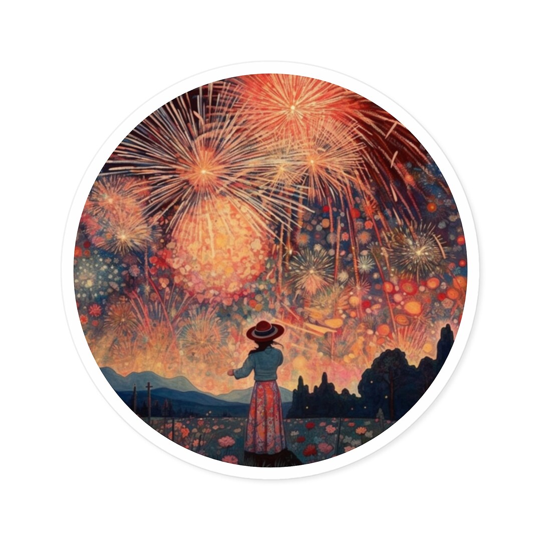 Fireworks Sticker, 4th of July Sticker, Laptop Sticker, Water Bottle ...