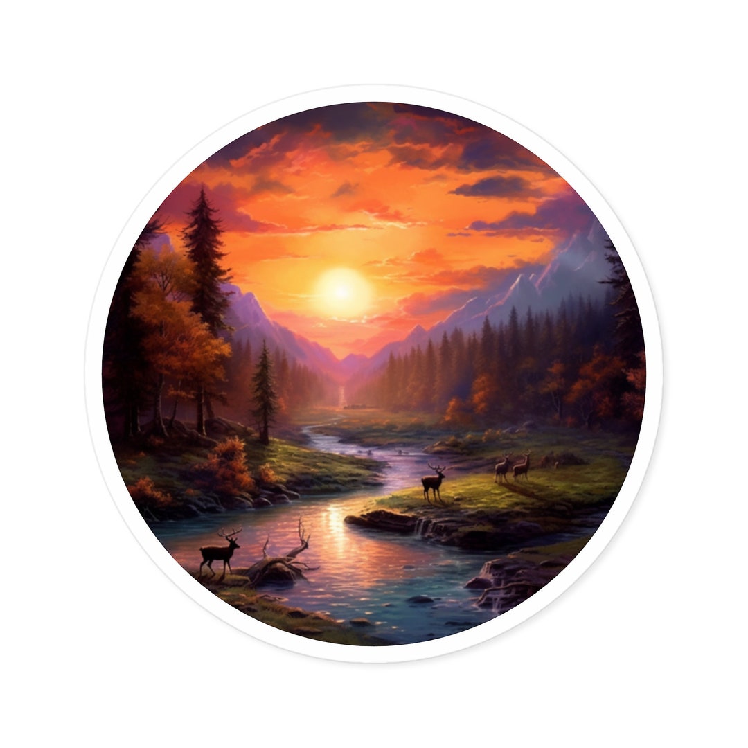 Beautiful Scenery Sticker, Scenery Sticker, Laptop Sticker, Water ...