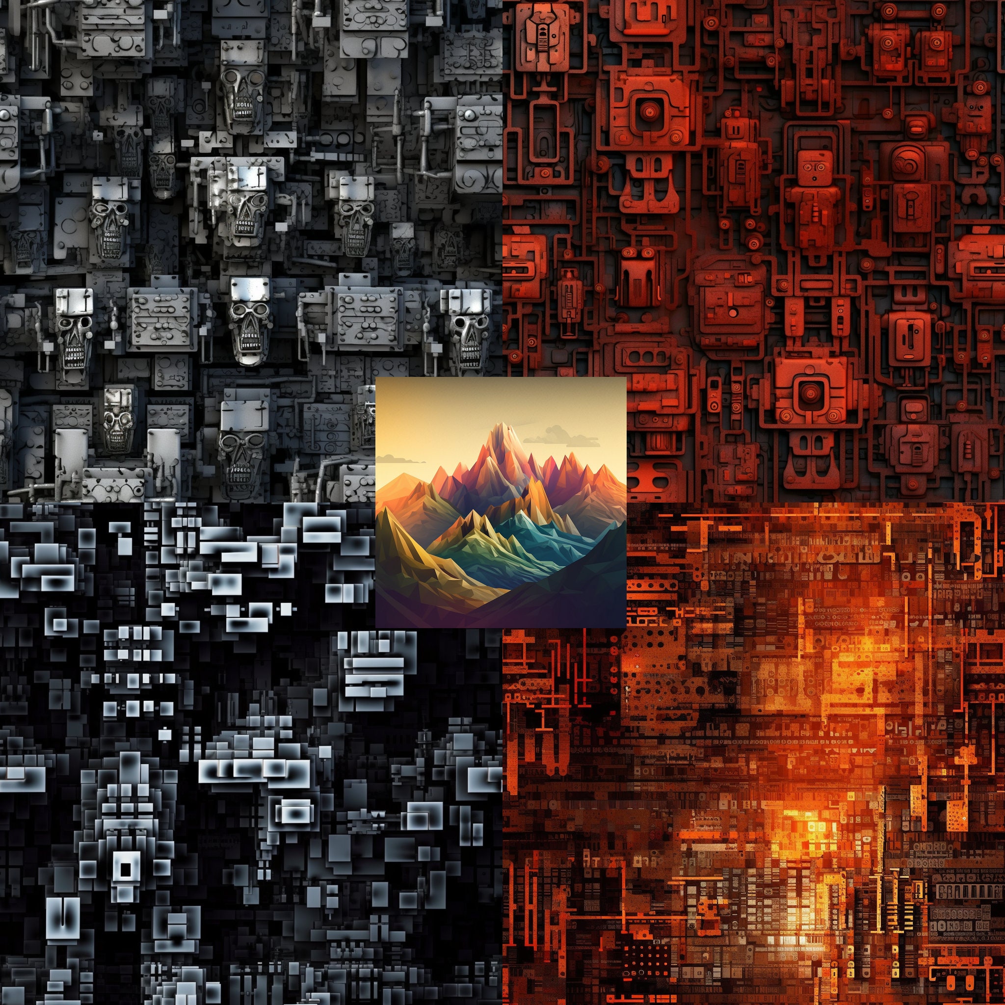 Dark Robotics Digital Seamless Pattern Set - Etsy