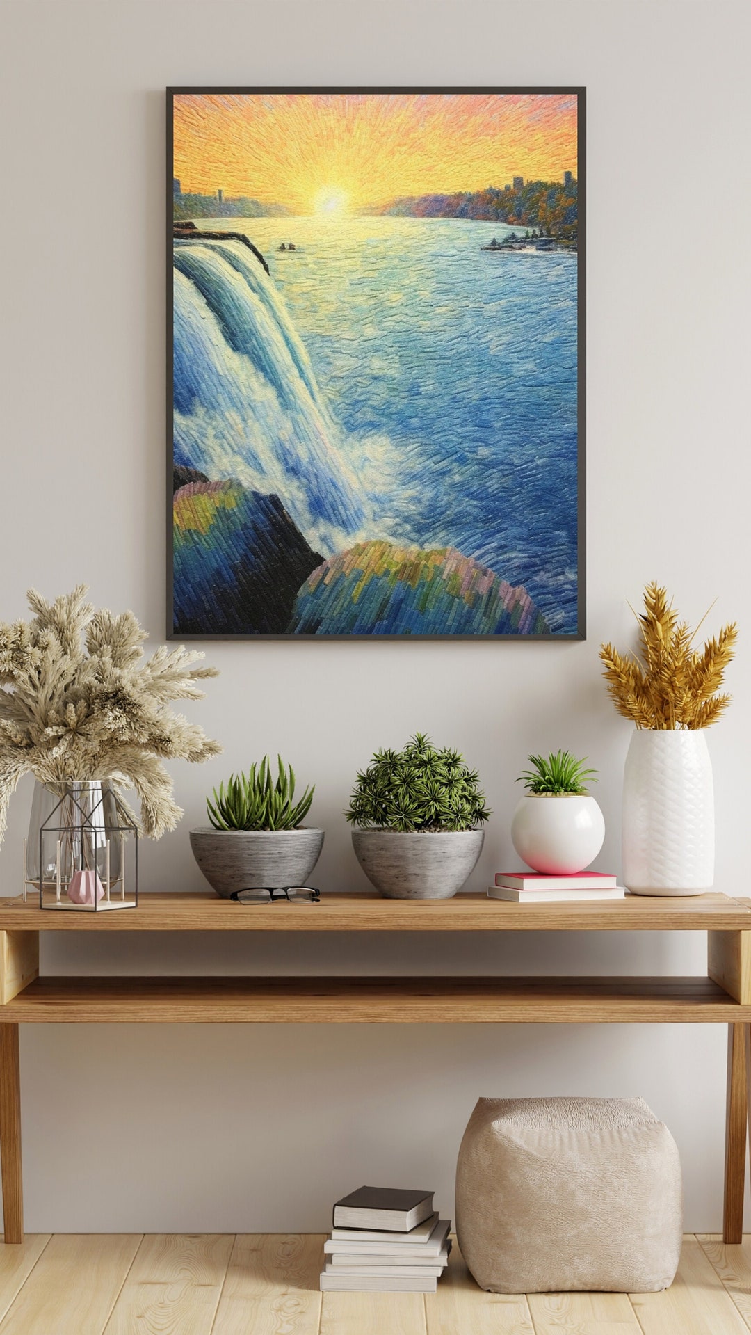 Niagara Falls Sunset Pointillism Digital Art: Nature's - Etsy